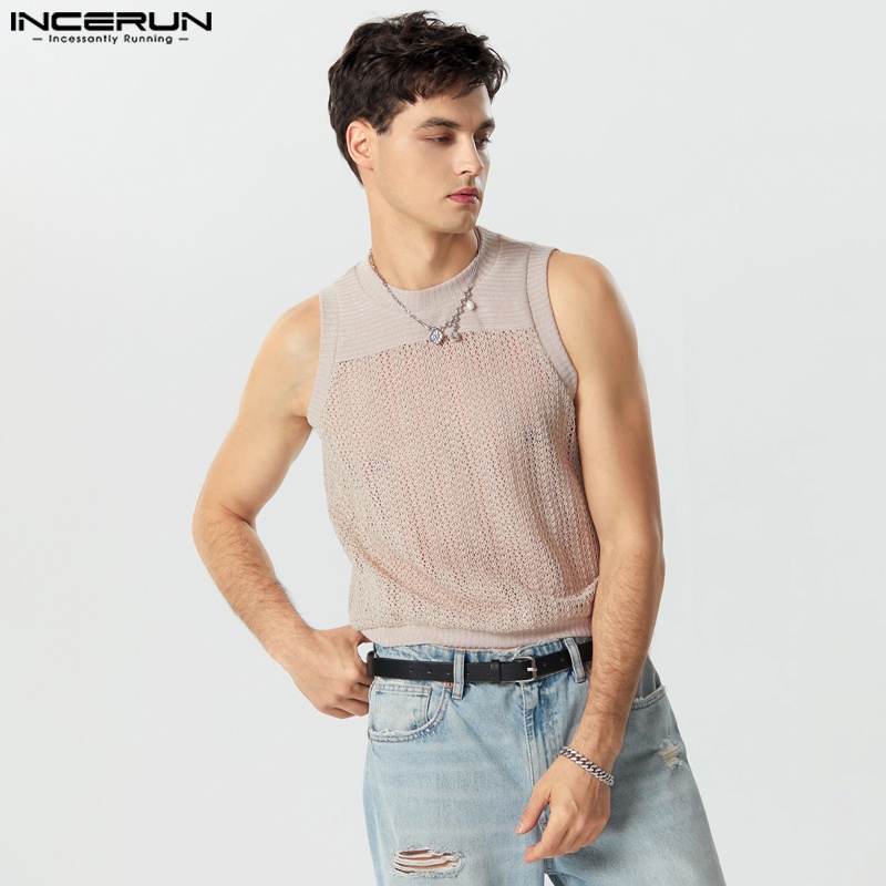 INCERUN Men's Knitted Pit Stripe Casual Tank Top Tanks | Shopee Philippines