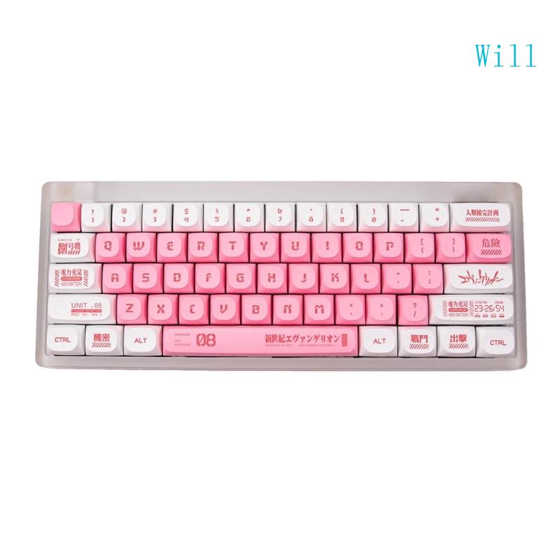 Will 126 Keys EVANGELION-08 Keycaps EVA 08 MA Profile PBT Dye-Sub Pink ...