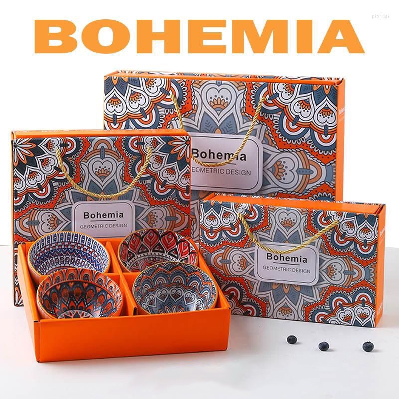 Inna Home Bohemian Ceramic Handicraft Bowl Set Kitchen Dinnerware Plate ...