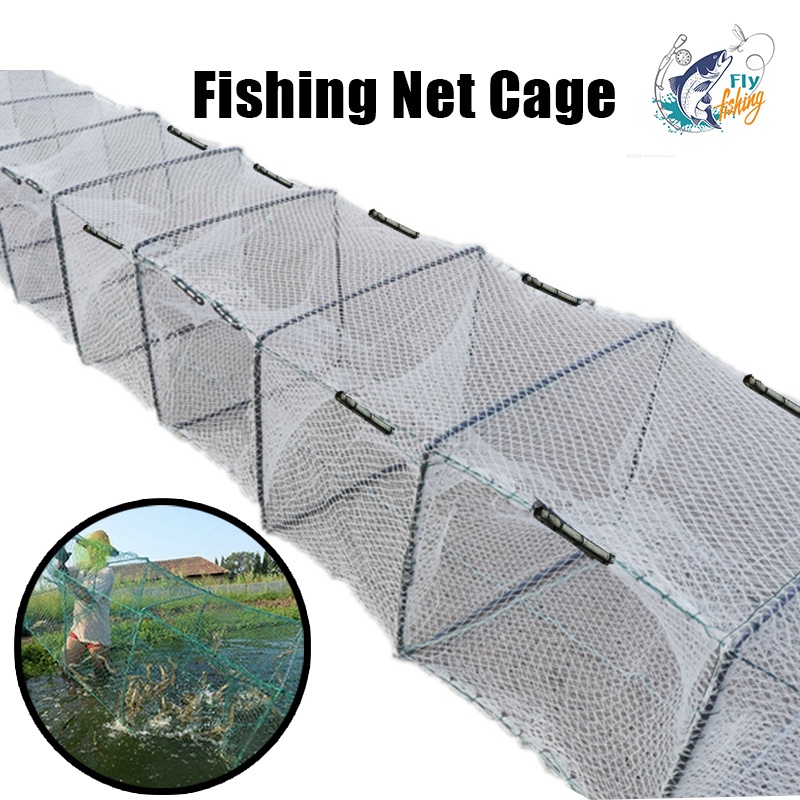 White Net Cage Fishing Net Multi-Size Net Collapsible Shrimp Cage ...