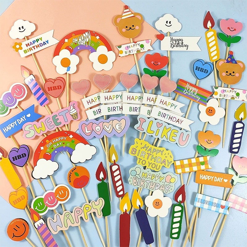 Korean cake decoration plugin ins Wind Little Bear Cake Card Insertion ...