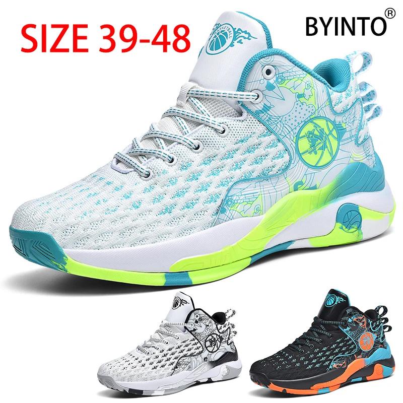 Big Size 39-48 High Top Men Basketball Shoes Breathable Mesh Vamp Sport ...