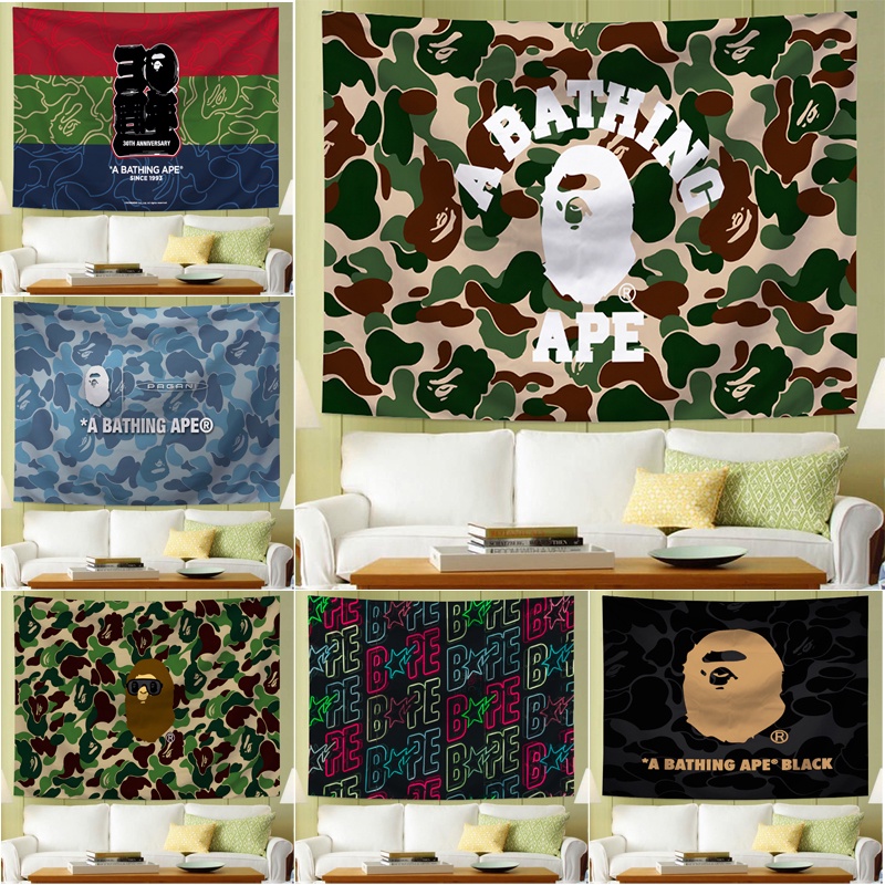 BAPE Wall Polyester Tapestry with Clips A Bathing Ape Wall Hanging ...