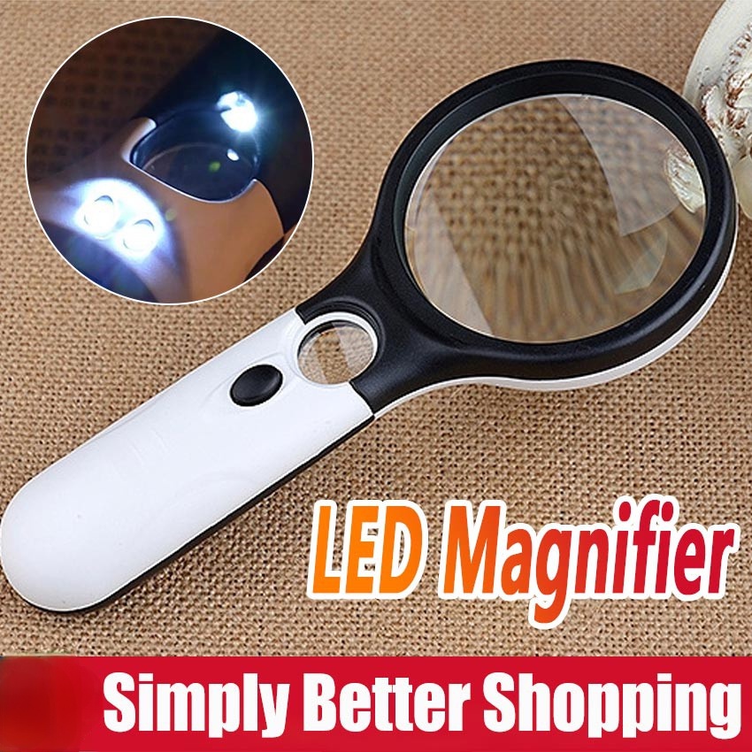 Handheld Illuminated Magnifier 3X 45X Microscope Magnifying Glass With ...
