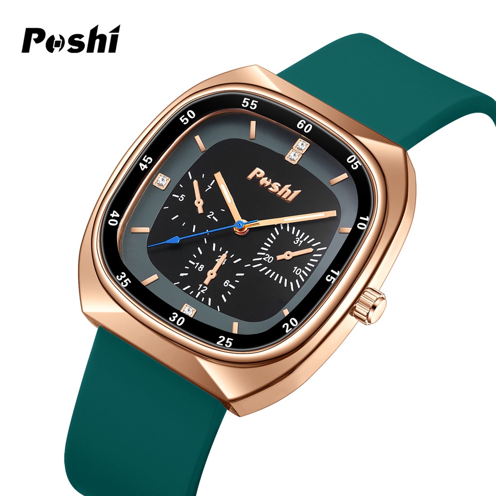 POSHI Korean Fashion Square Ladies Watch Waterproof Silicone Women ...