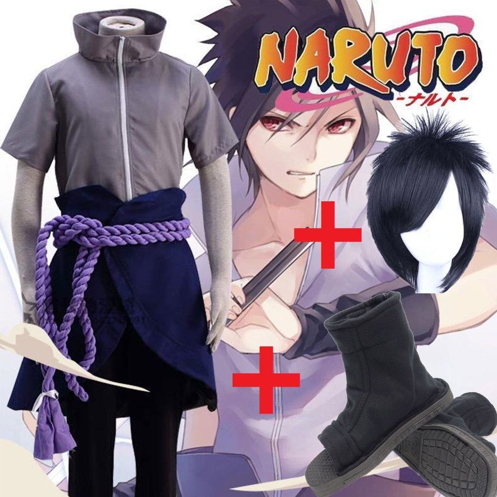 Naruto Uchiha Sasuke cos costume clothes wig shoes cosplay full show ...