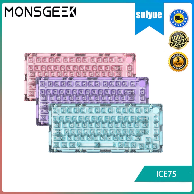 Akko Monsgeek ICE75 transparent ice cube mechanical keyboard RGB light ...
