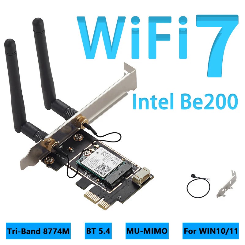 For Intel BE200 WIFI7 PCIE WiFi 7 Network Card PCI Express 4.0 X1 ...