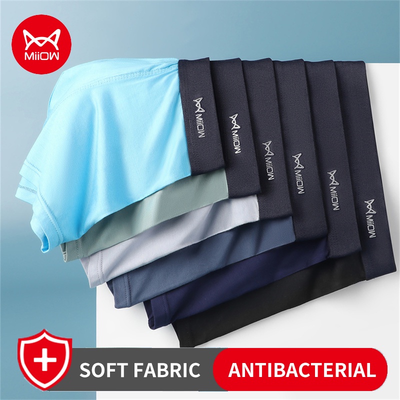 MiiOW Men's Panties Set Seamless Ice Silk Man Underwear Boxers Cotton ...