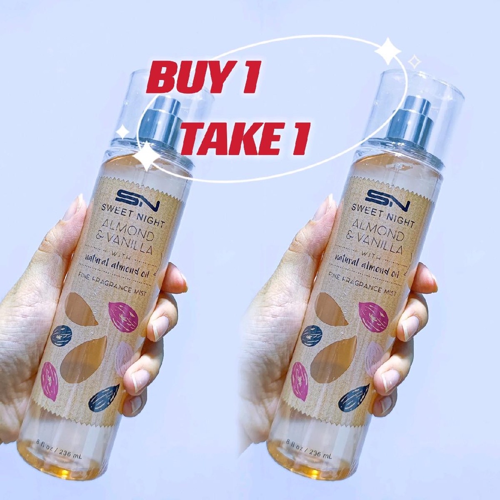 BUY 1 TAKE 1 Sweet Night Perfume ALMOND VANILLA Sugar Fragrance Body Mist 236ML a11 | Shopee ...