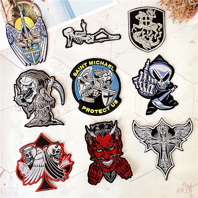 Archangel & Fallen Angel - Grim Reaper Iron-On Patch ♚ 1Pc Punk Skull ...