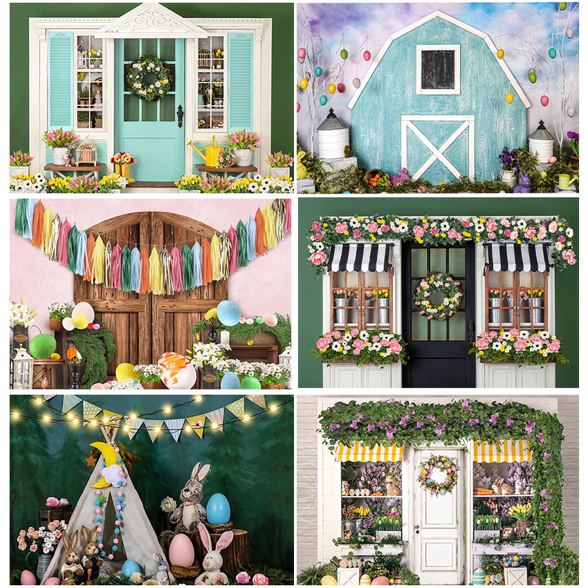 Spring Happy Easter Tent Bunny Camping Backdrops Photography Children ...