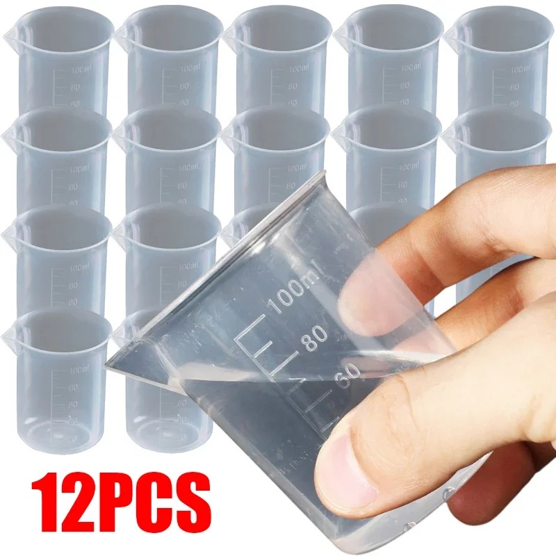 12/3PCS 100ML Transparent Scale Plastic Measuring Cup/Kitchen Liquid ...