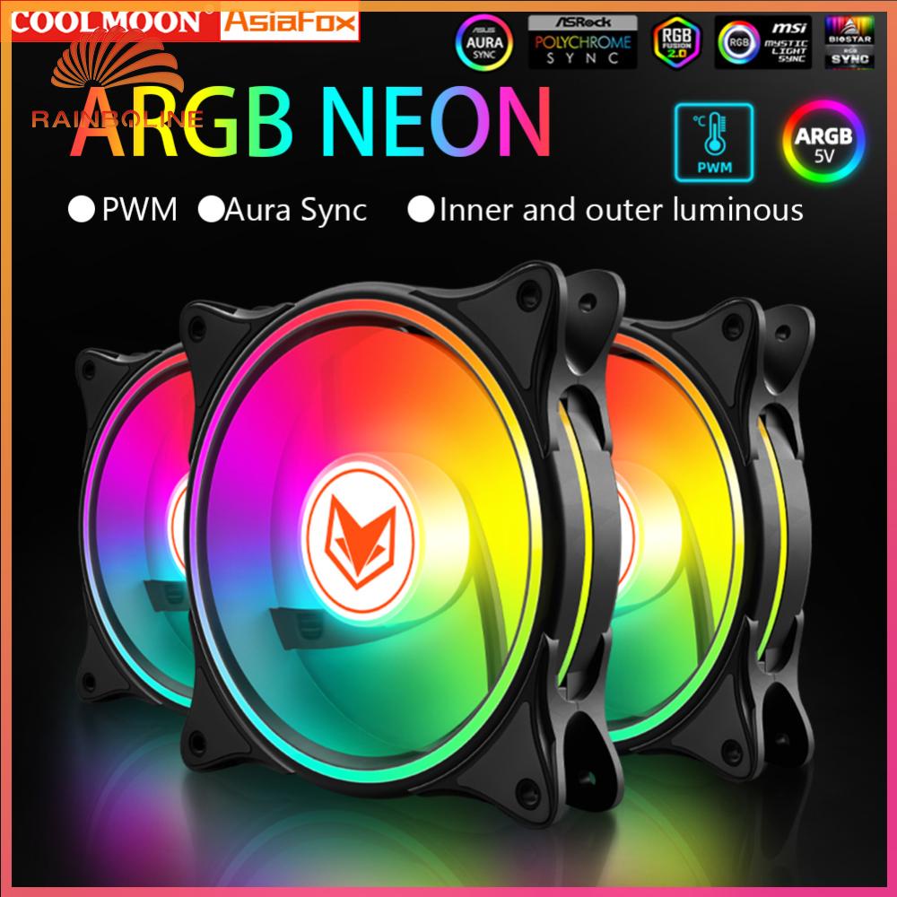 Rain COOLMOON Cooler Fan 5V 3 Pin ARGB Cooling Fan Radiator 12V 4 Pin ...