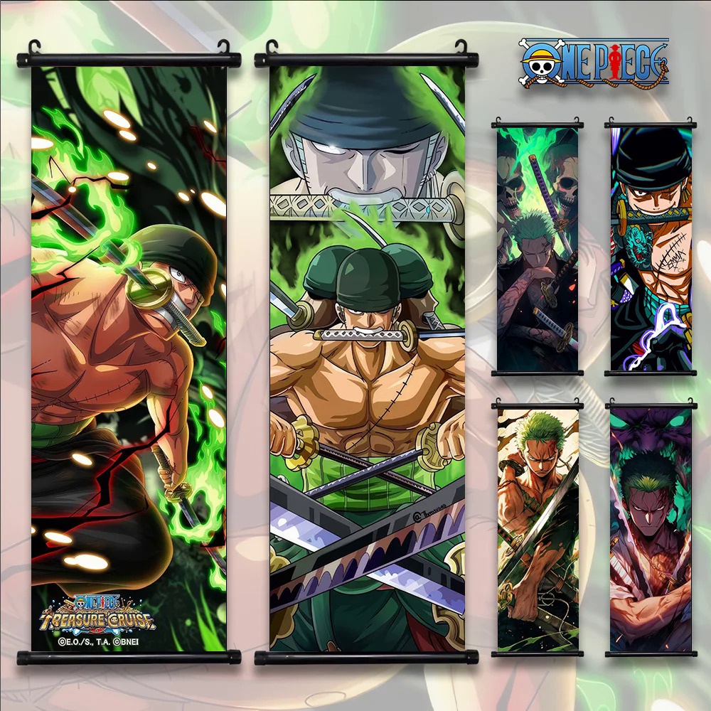 One Piece Anime Zoro Scroll WallPaper Shanks Figurine Home Decoration ...