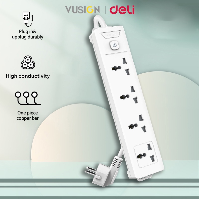 Deli Power Socket Extension Socket 4 Gang Power Strip 3M/5M Power Cord ...