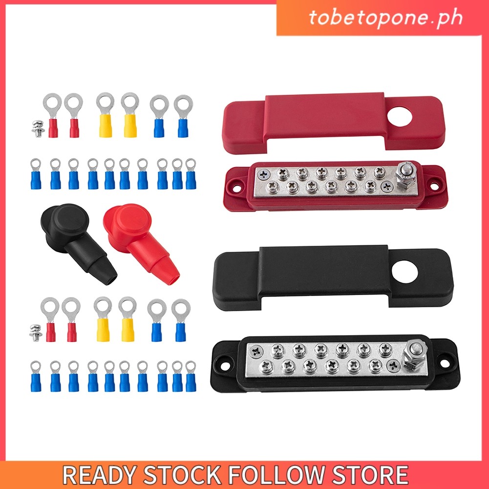 TBTOPONE ️12 Point Busbar Bus Bar Power Distribution Block 180A 12V DC Black / Red | Shopee ...