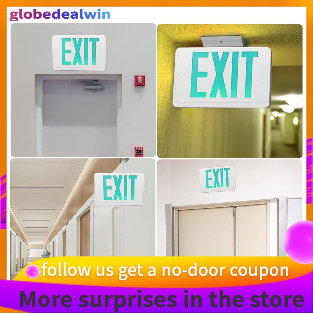 Globedealwin Green LED Exit Sign 3W Emergency Light Versatile Usage ...
