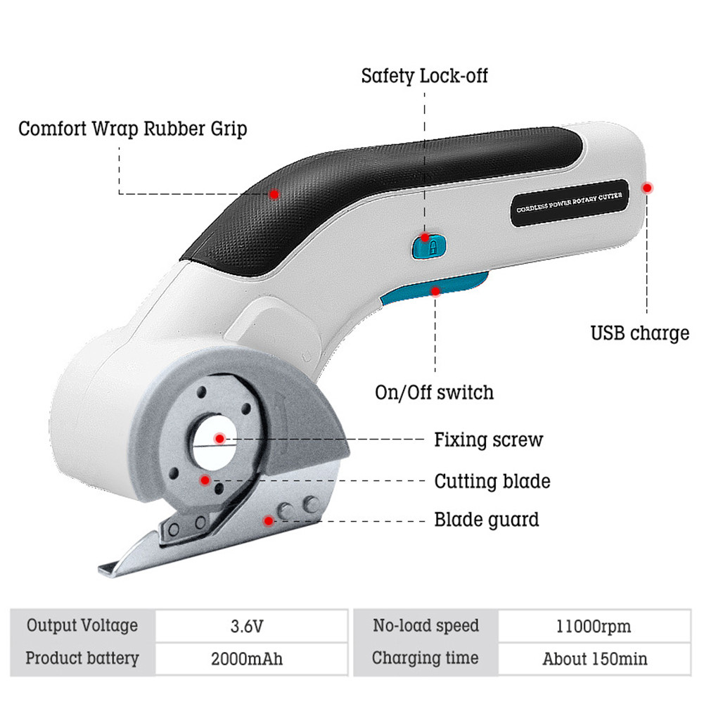 3.6V Cordless Electric Tailoring s Rechargeable Fabric Cutting Machine ...