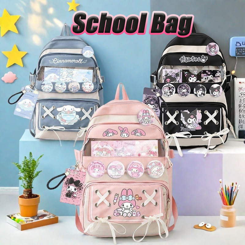 2025 Sanrio Student Backpack School Kuromi Cinnamoroll Children ...