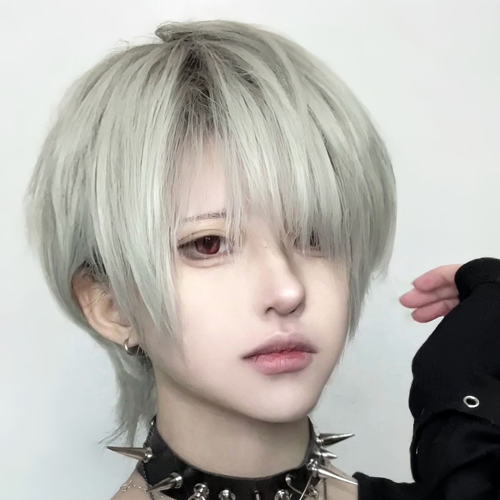 New Style Hot Sale Grandma Gray Wolf Tail Fake Head Short Hair Mullet ...