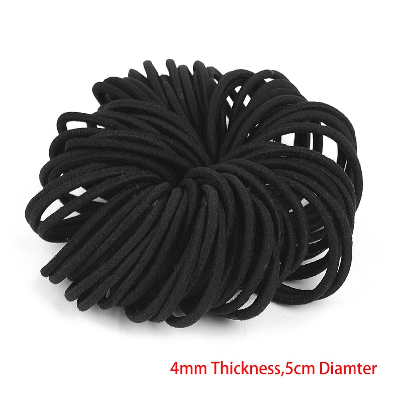 50pcs Black Women Girls Hair Rubber Bands Hair Tie Ropes Elastic ...