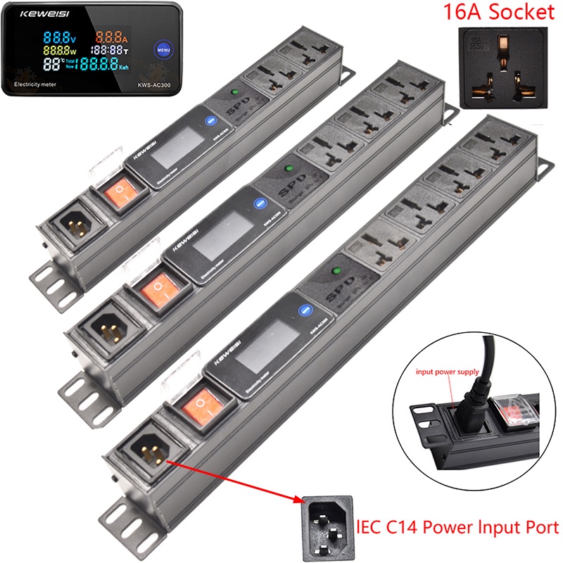 Cabinet mounted PDU power distribution unit wall mounted voltmeter, ammeter, power meter power ...