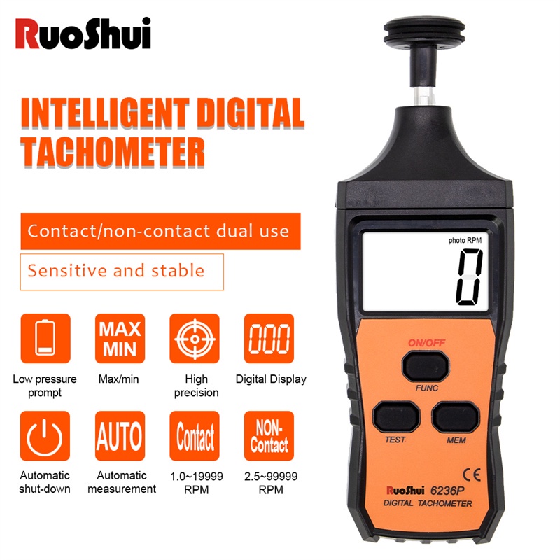 Digital Tachometer Laser Non-Contact Tacometro Smart Sensor Speed Meter ...