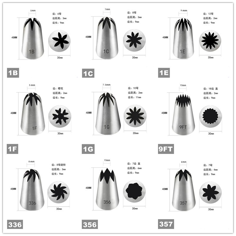 【L Size】Piping Tips Large Cake Decorating Tools Cake Piping Nozzles ...