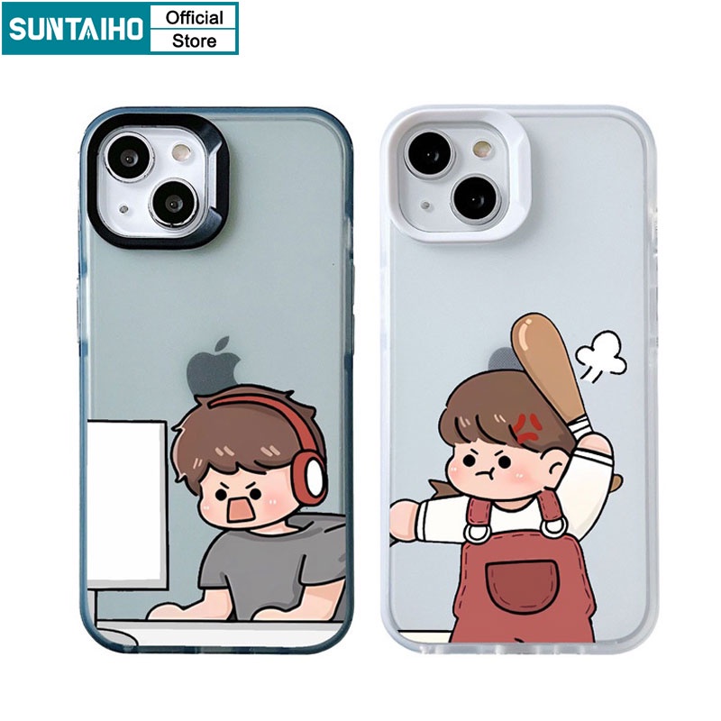 Suntaiho Funny Couple Casing Cute Interactive Pattern Clear Ultra Thin ...