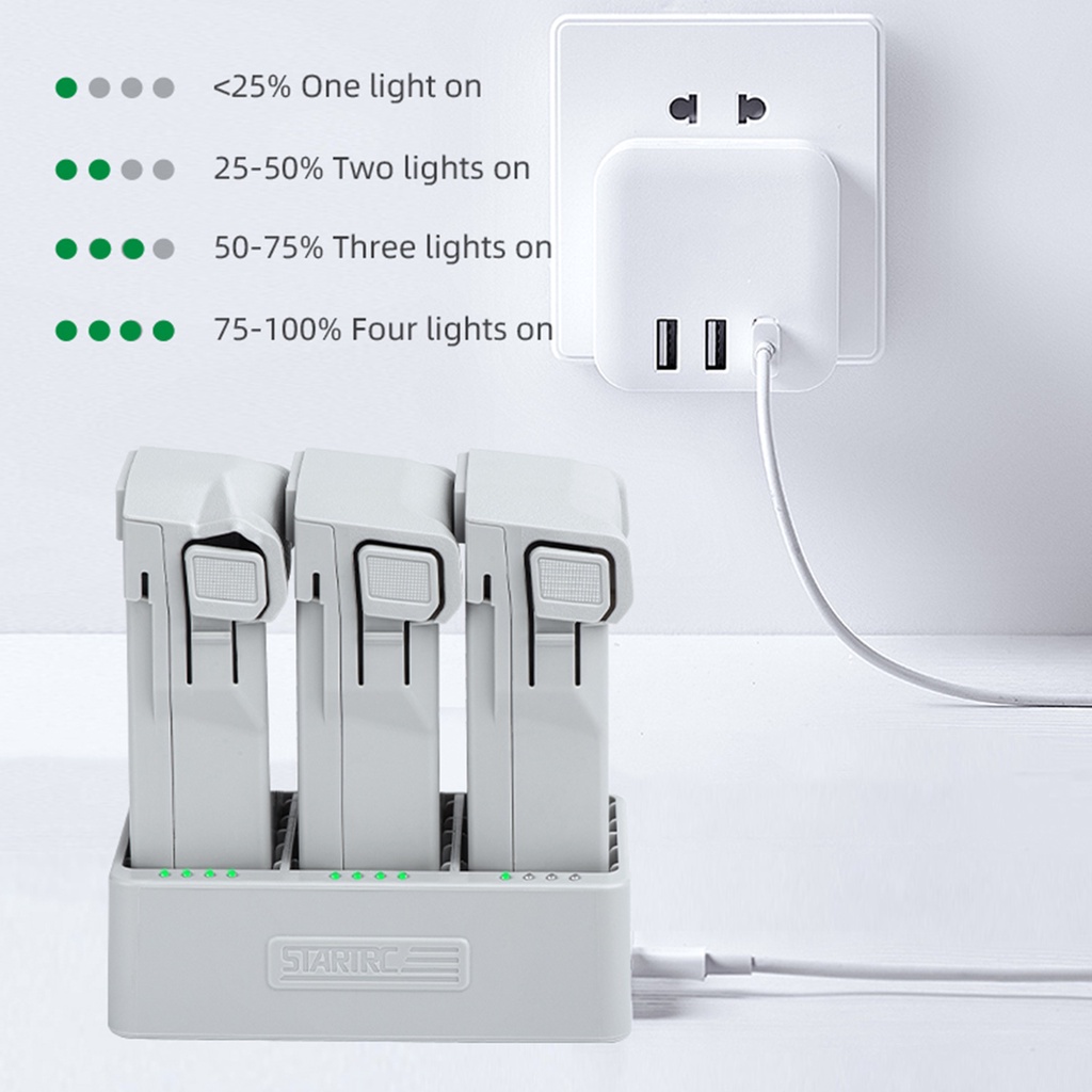 3 Solts Battery Charger 3 in 1 USB Fast Charging Hub Dock for DJI Mini ...
