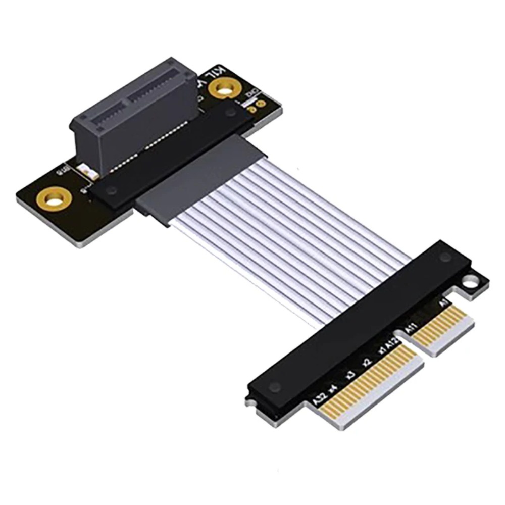 PCI Express 4.0 x4 to x1 Riser Ribbon Cable Graphics Card PCIE 1x to 4x ...