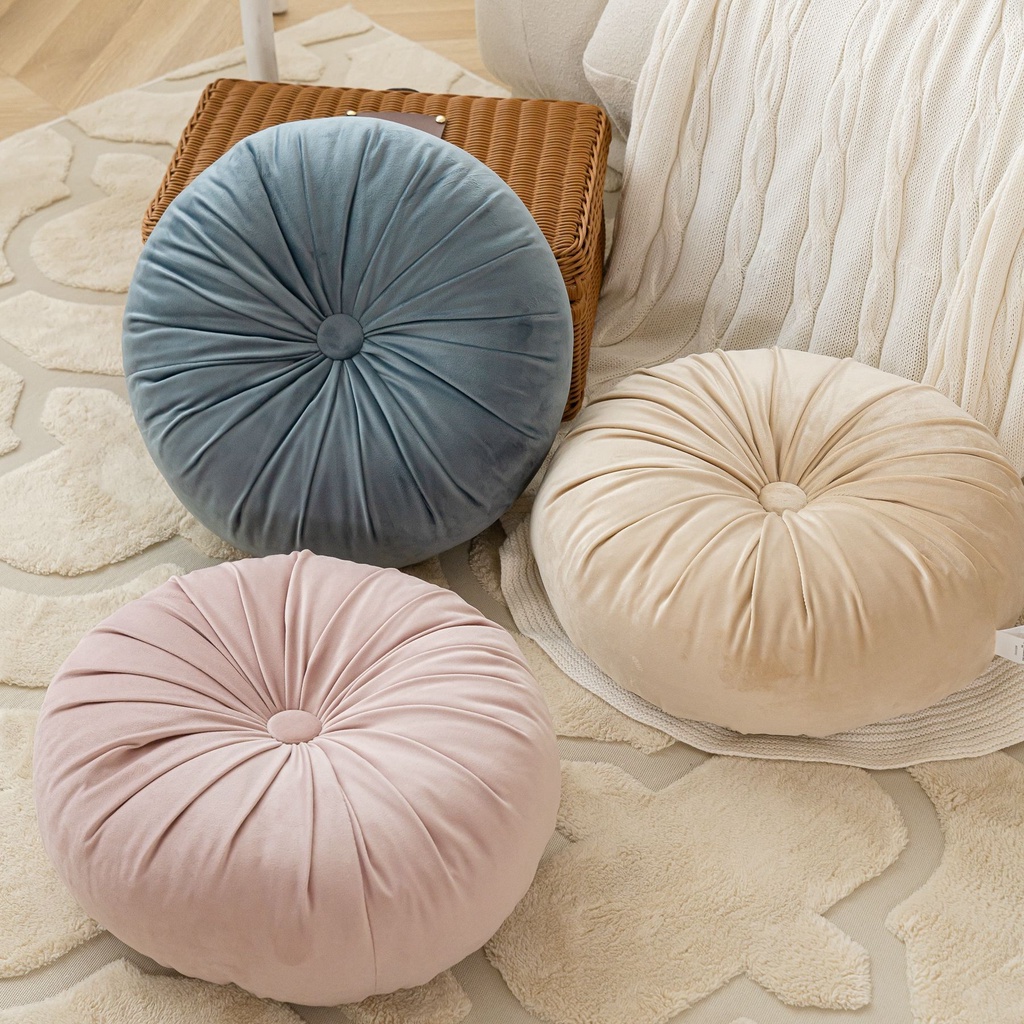 Round Pillow Cushion for Couch Velvet Decorative Small Throw Pillow ...