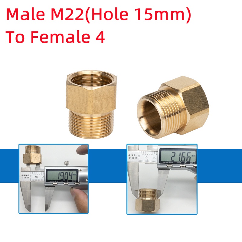 Brass 3/8" 1/4" M14 M18 M22 Thread Connector Male Female Adapter for High Pressure Washer Gun ...