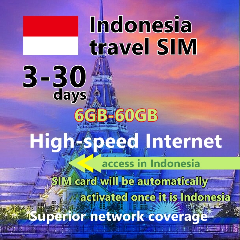 INDONESIA Travel SIM card (6-60GB 3-30 day 4G Unlimited data) travel ...