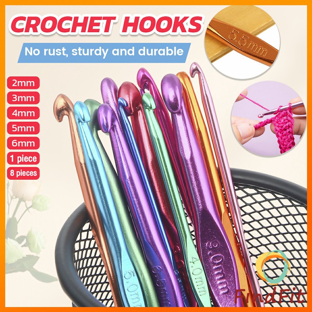 FindFit Multicolor Aluminum Crochet Hooks Knitting Needles Craft Yarn ...