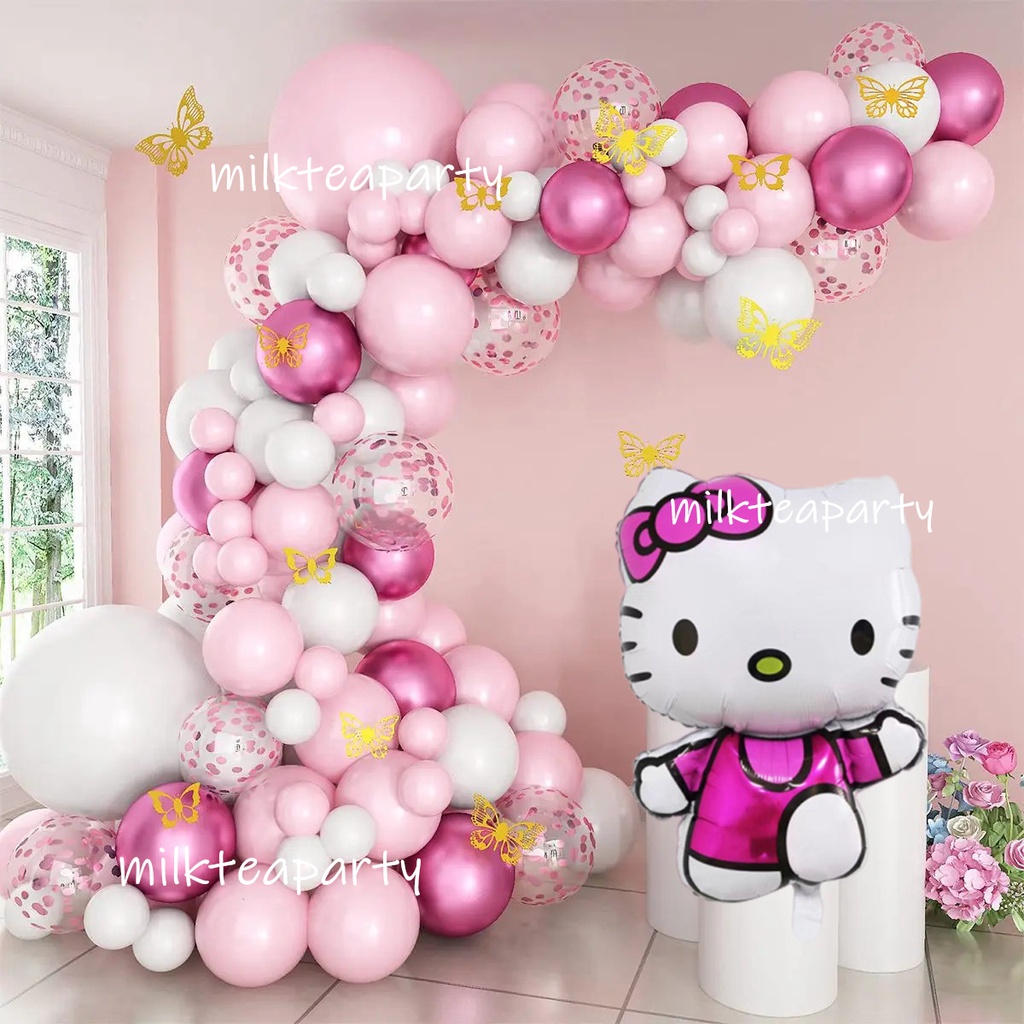 Hello Kitty Balloon Garland Arch Kit 32inch Pink Number Balloon ...