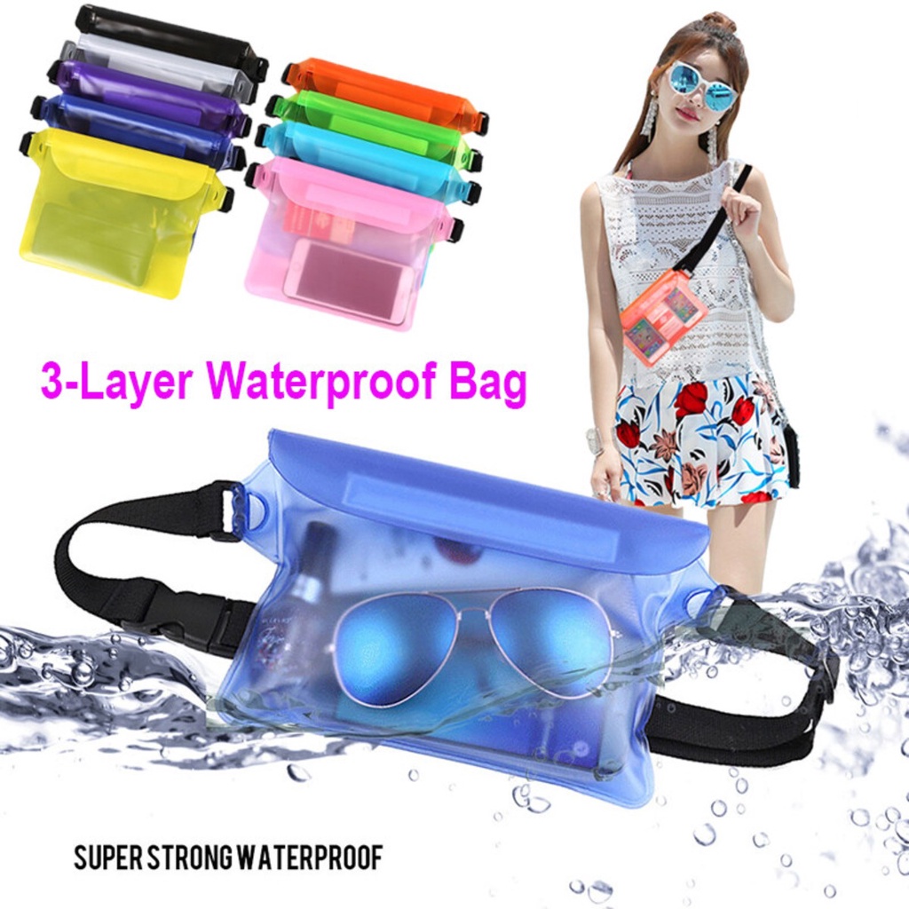 Waterproof Waist Bag Swimming 3-Layer Waterproof Diving Bag PVC Beach ...
