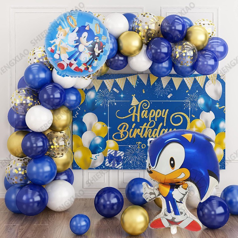 65pcs Sonic The Hedgehog Theme Balloon Party Set Sonic The Hedgehog 0-9 ...