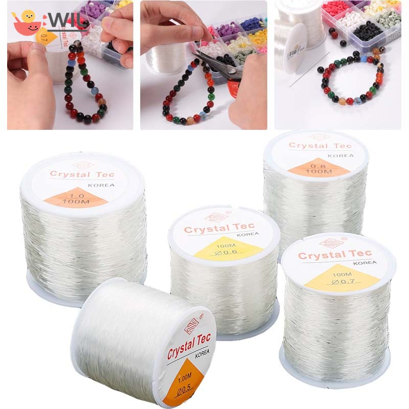 0.5-1mm 100m/Roll Simple Transparent Elastic Crystal Line Beading Cord ...