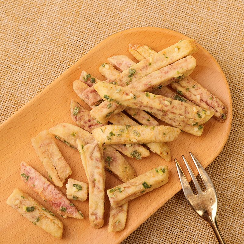 Taro strips, Lipu taro crispy seaweed, crab roe, scallions, salted egg ...