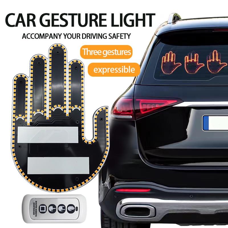 New LED Illuminated Gesture Light Car Finger Light With Remote Road ...