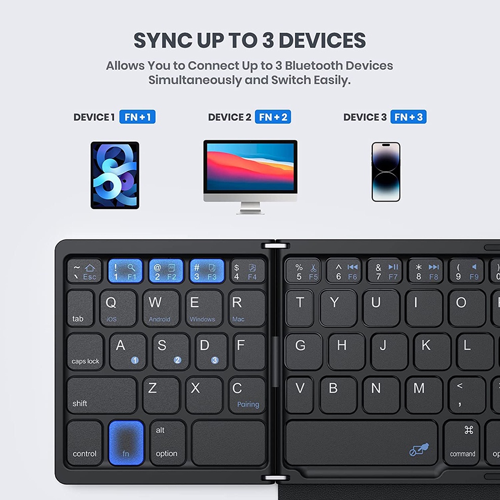 Jomaa Bluetooth Foldable Keyboard With Touchpad Rechargeable Folding ...