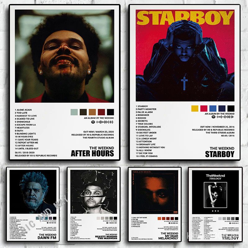 Hip Hop Rapper The Weeknd Music Album STARBOY Covers Canvas Painting ...