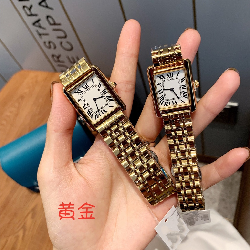 Ct Couple Watch Stainless Steel Square Watch Quartz Watch Roman Dial Watch | Shopee Philippines