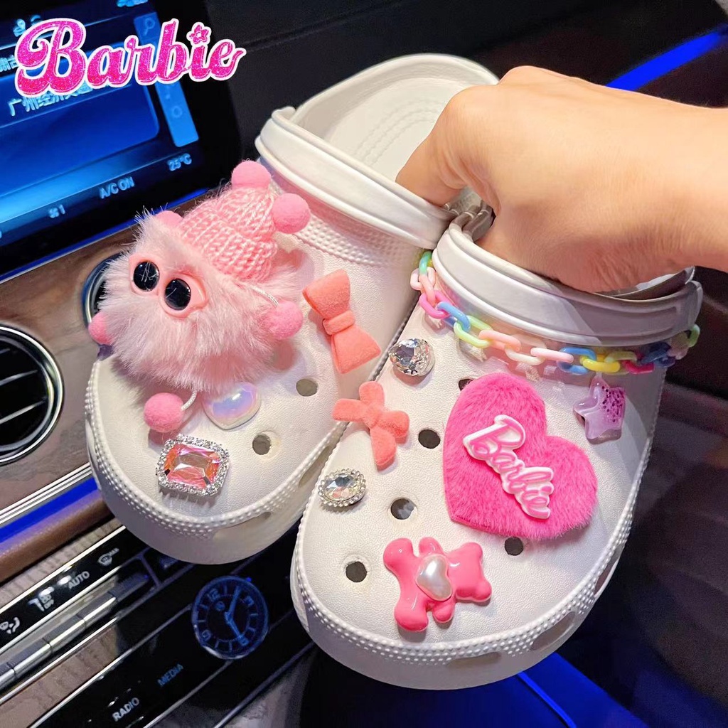 Pink Furry Shoe Clips for Crocs and Sandals Sticker crocs Cute DIY ...