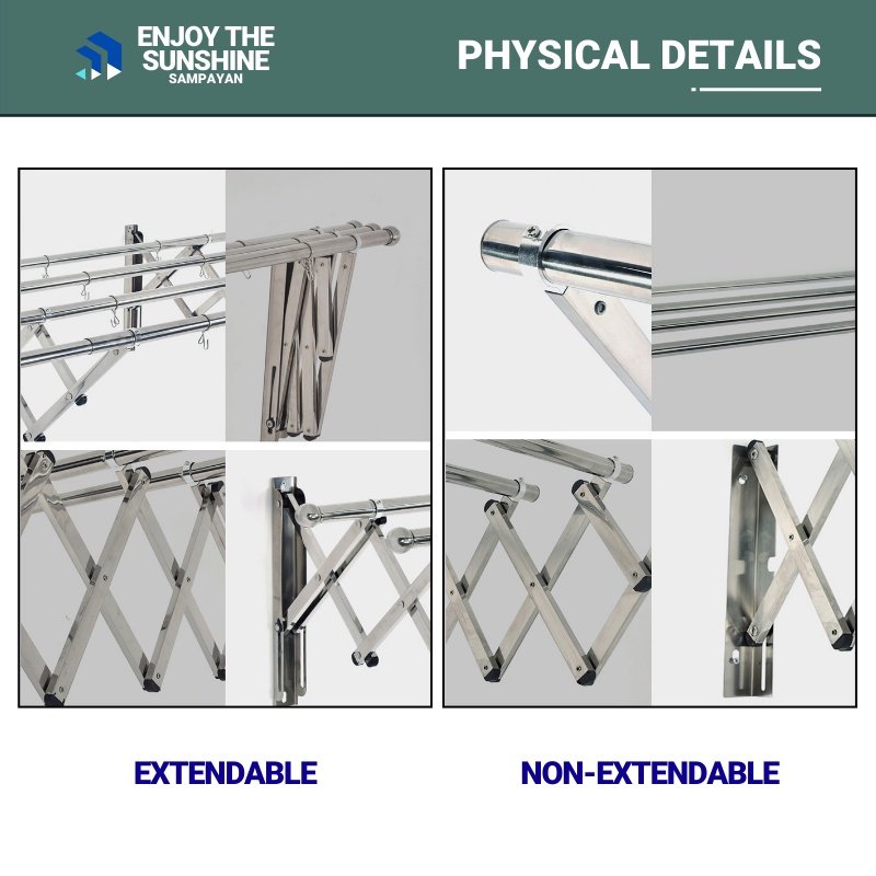 ♟Sampayan foldable outdoor Retractable wall-mounted laundry drying rack ...