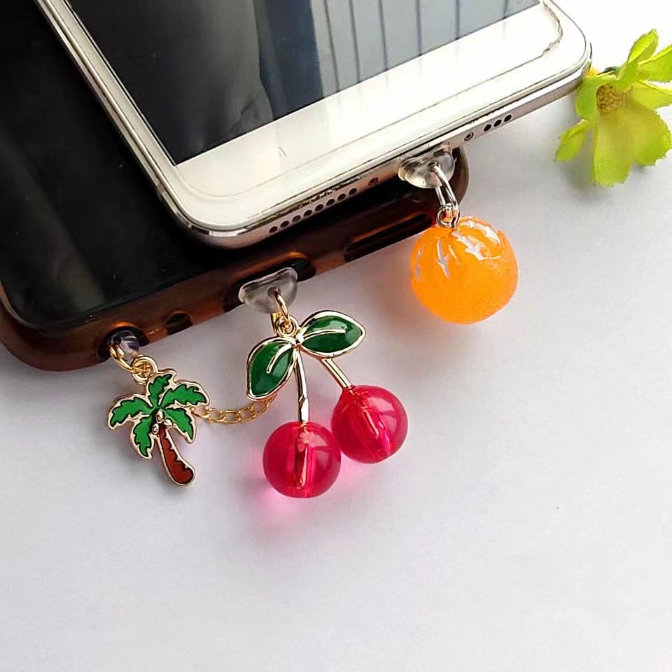 Fashion cute fruit cherry dust plug iPhone dust plug type-C mobile ...