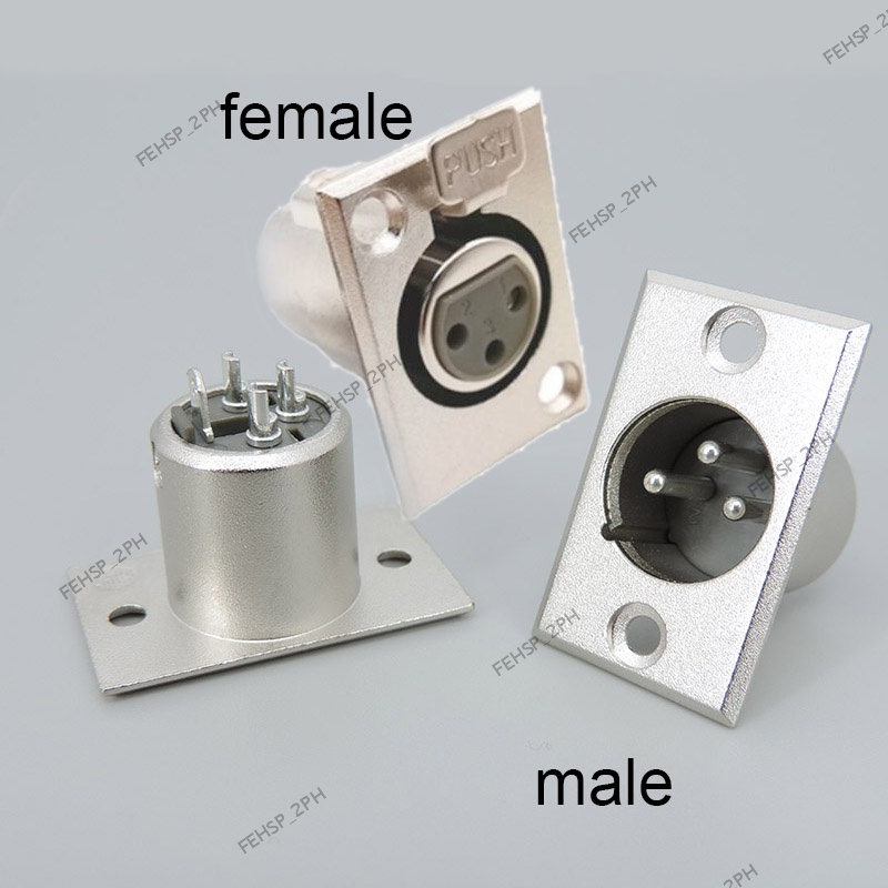 XLR 3 pin male Female panel Mounted chassis power Connector Jack Socket ...