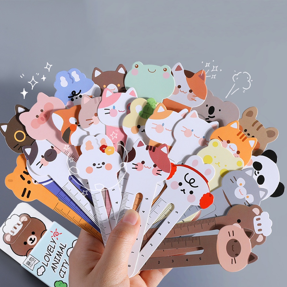 Kawaii Cartoon Animal Bookmarks Creative Dual-Purpose Bookmark Rulers ...